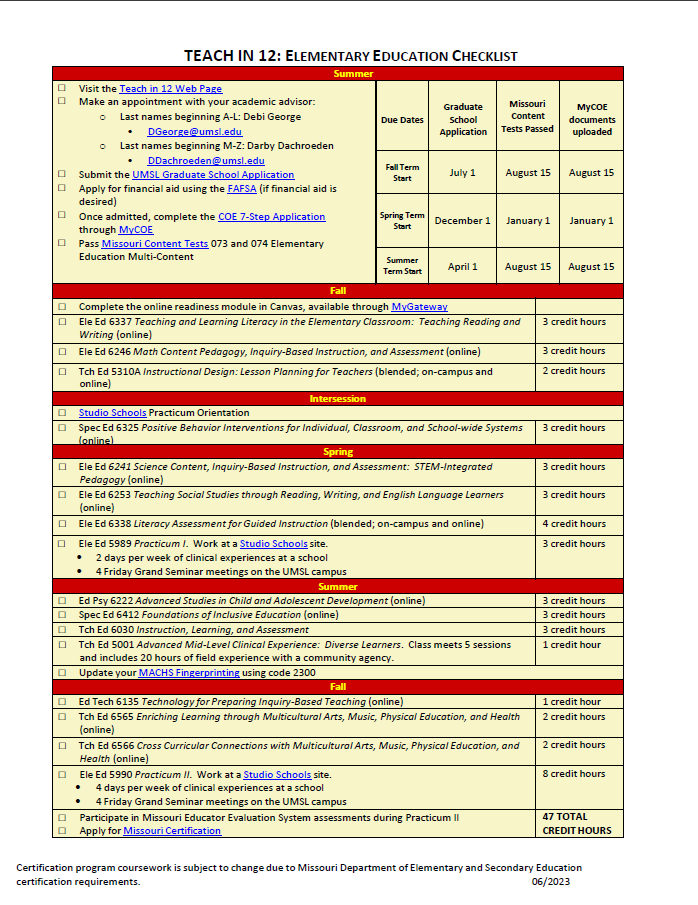 Teach in 12: Elementary Education | UMSL