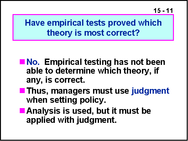 Have empirical tests proved which theory is most correct?
